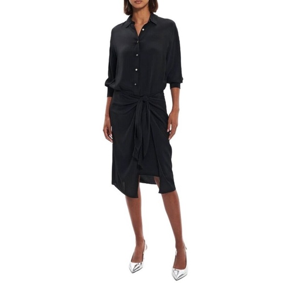 Theory | Dresses | Theory Sarong Shirtdress In Black Airy Viscose ...